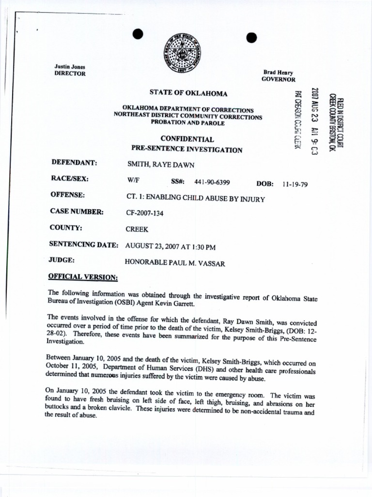 Raye Dawn Smith Pre Sentencing Report | PDF
