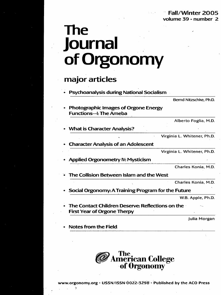 Journal Oforgonomy: Major Articles | PDF | Psychotherapy | Wilhelm Reich
