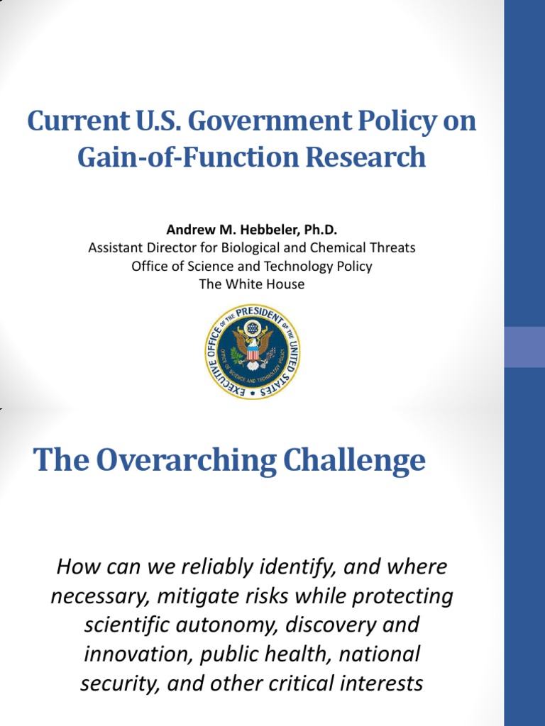Session 1: Current US Government Policy On GOF | PDF | Medicine ...