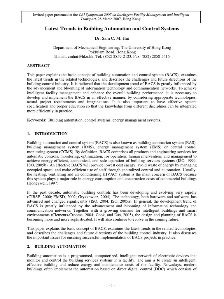 Advancements in Building Automation and Control Systems: Examining the ...