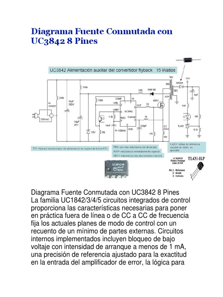 Diagrama Fuente Conmutada Con UC3842 8 Pines | PDF
