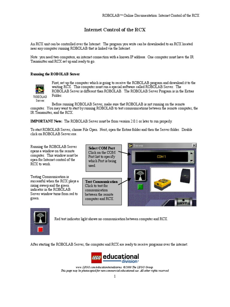 Internet Control of The RCX | PDF | Port (Computer Networking) | Internet