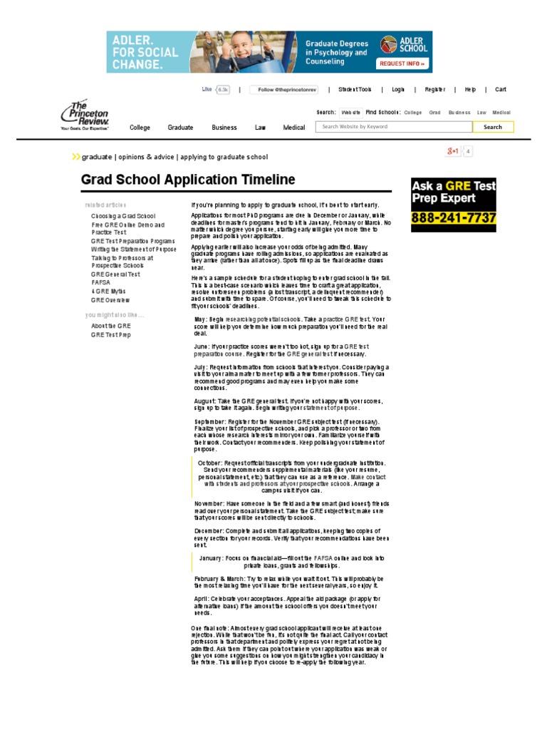 Grad School Application Timeline | PDF | Graduate School | Graduate ...
