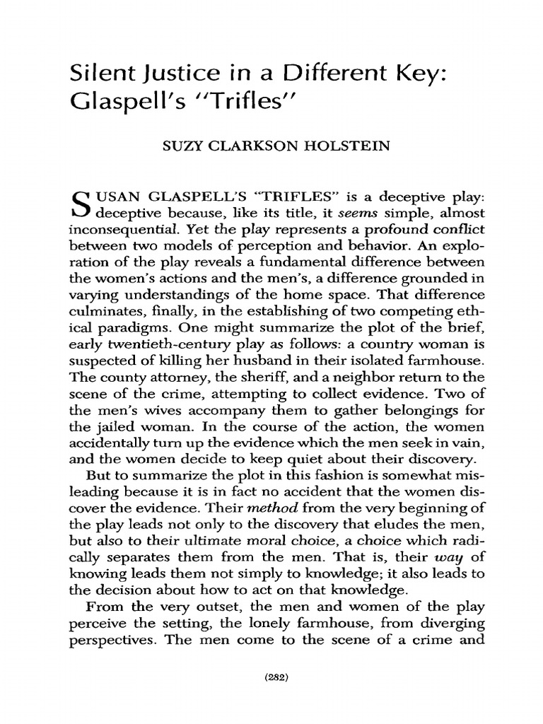 Silent Justice in Glaspell's Trifles | PDF | Gender | Gender Studies