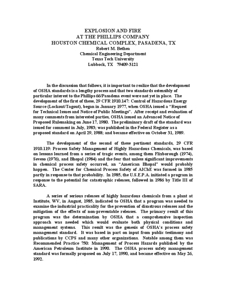 Explosion and Fire at The Phillips Company Houston Chemical Complex ...