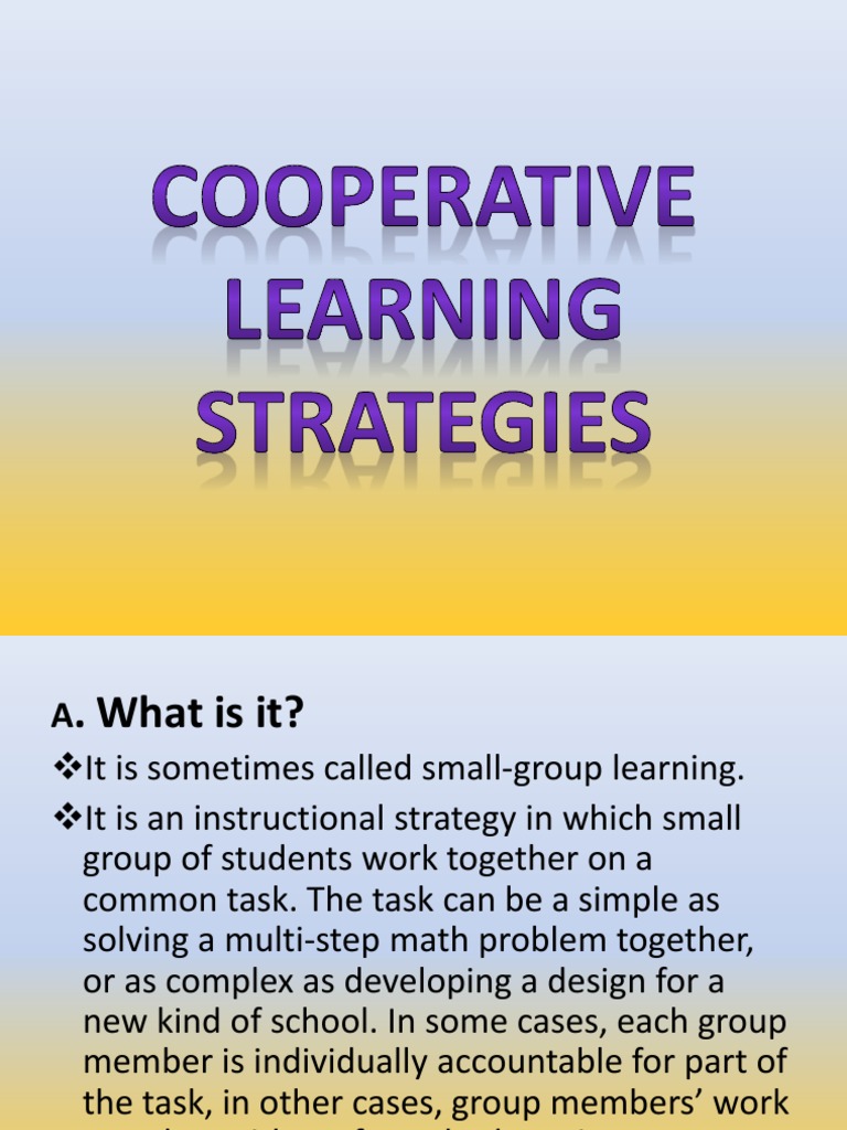 Cooperative Learning Strategies | Emergence | Learning
