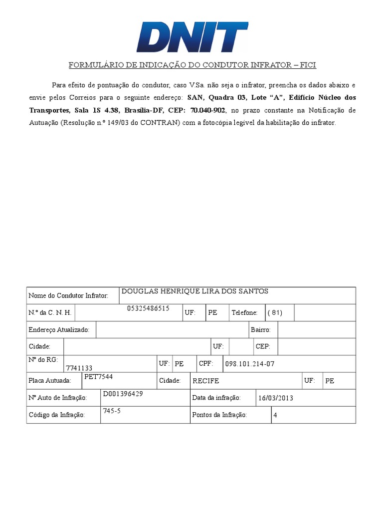 Formulário Fici | PDF