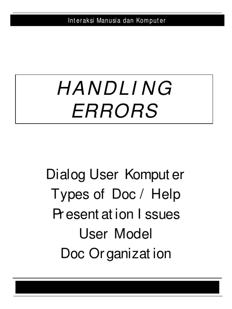 IMK07 Handling Errors | PDF | Human–Computer Interaction | Software