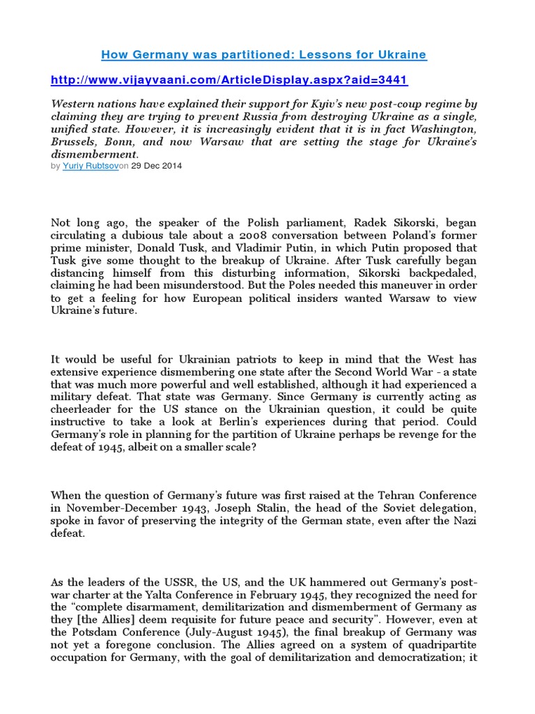 How Germany Was Partitioned | PDF | Nazi Germany | Allies Of World War II