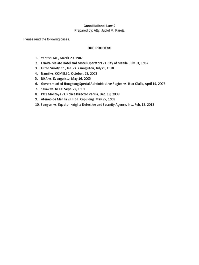 Key Cases in Due Process Law | PDF