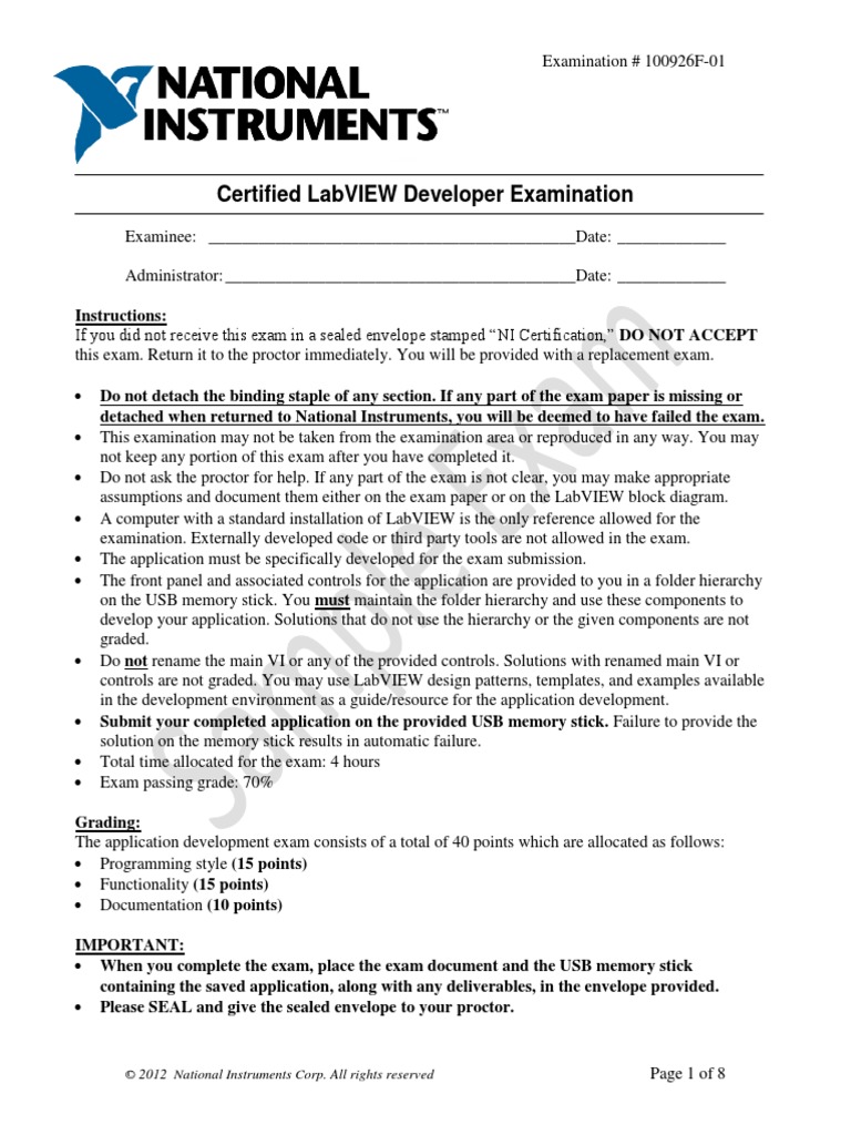 Certified Labview Developer Examination: Instructions | PDF | Booting ...