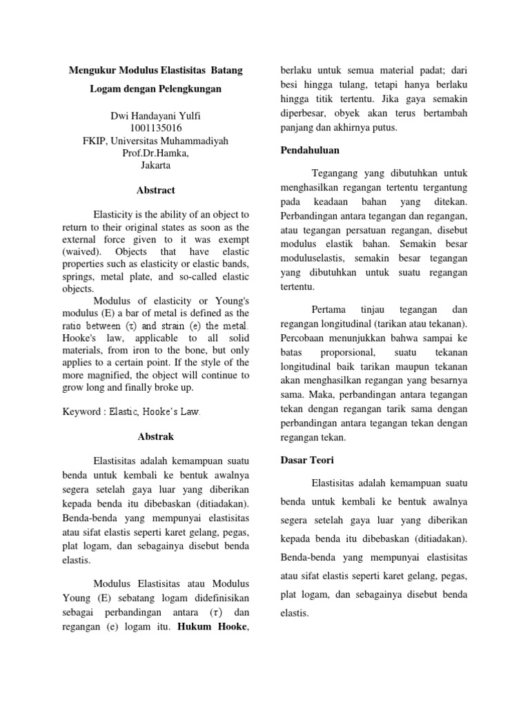 Mengukur Modulus Elastisitas Batang Logam Dengan Pelengkungan | PDF