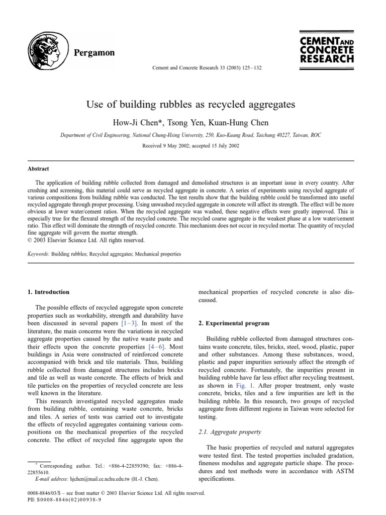 Cement and Concrete Research | PDF | Construction Aggregate | Concrete