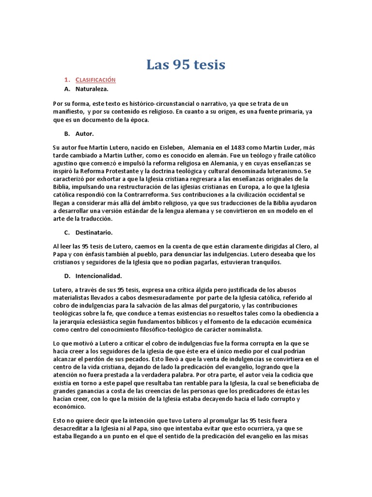 Las 95 Tesis | PDF | Martin Luther | Indulgencia