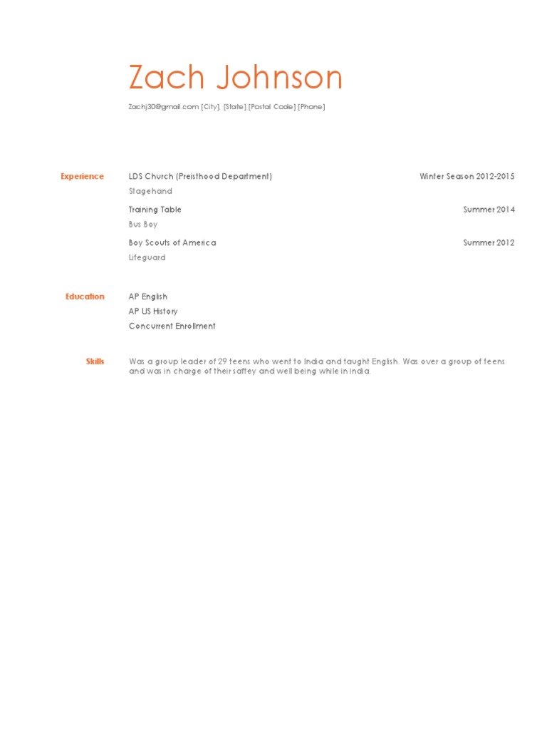 Zach Johnson's Resume and Experience | PDF