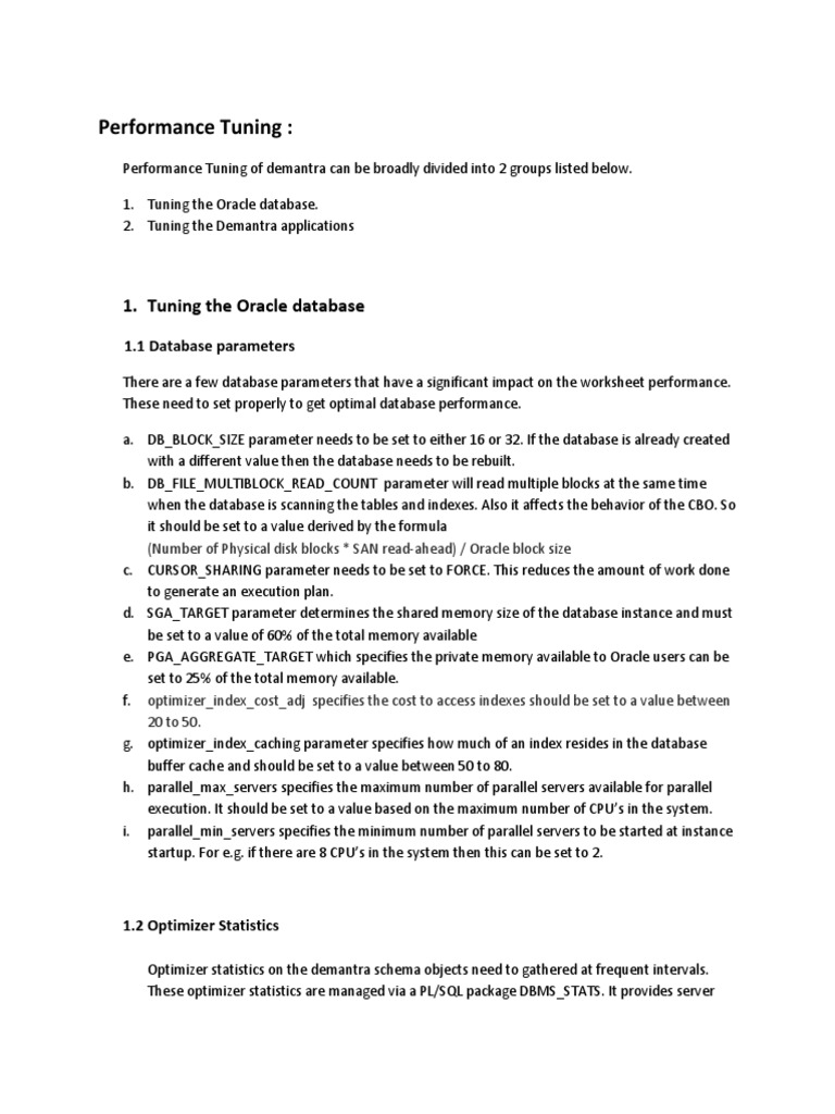 Demantra Performance Tuning Guide | PDF | Oracle Database | Sql
