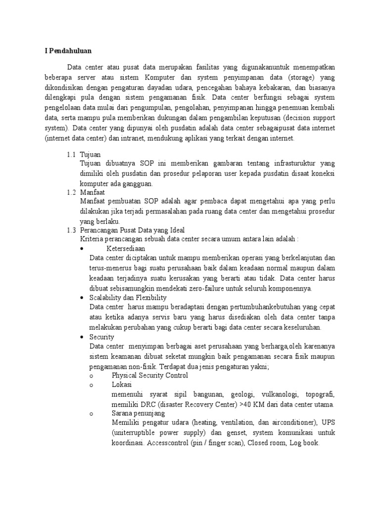 Contoh SOP Data Center | PDF