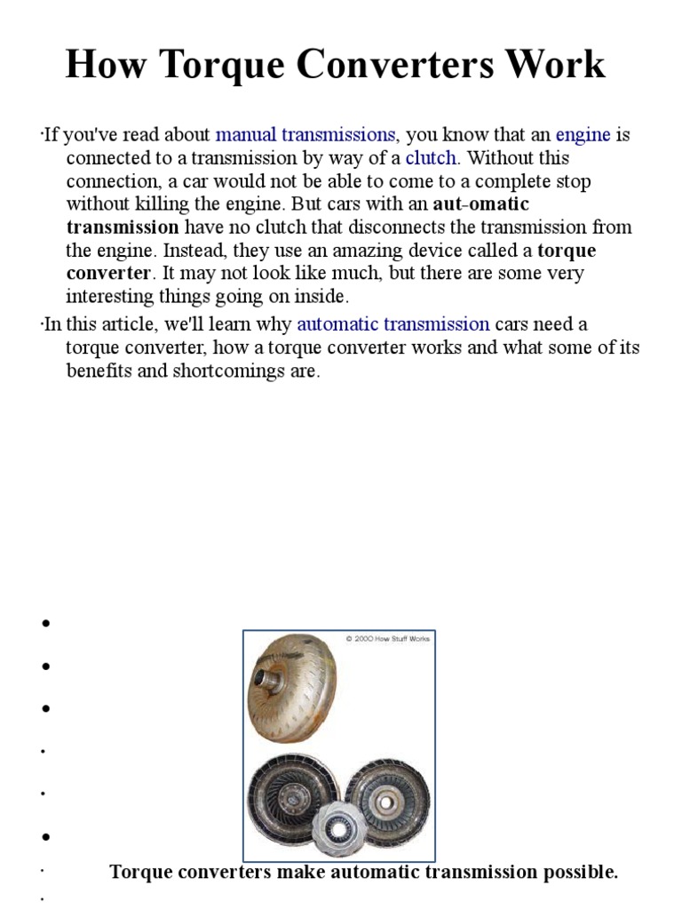 How Torque Converters Work | PDF | Automatic Transmission ...