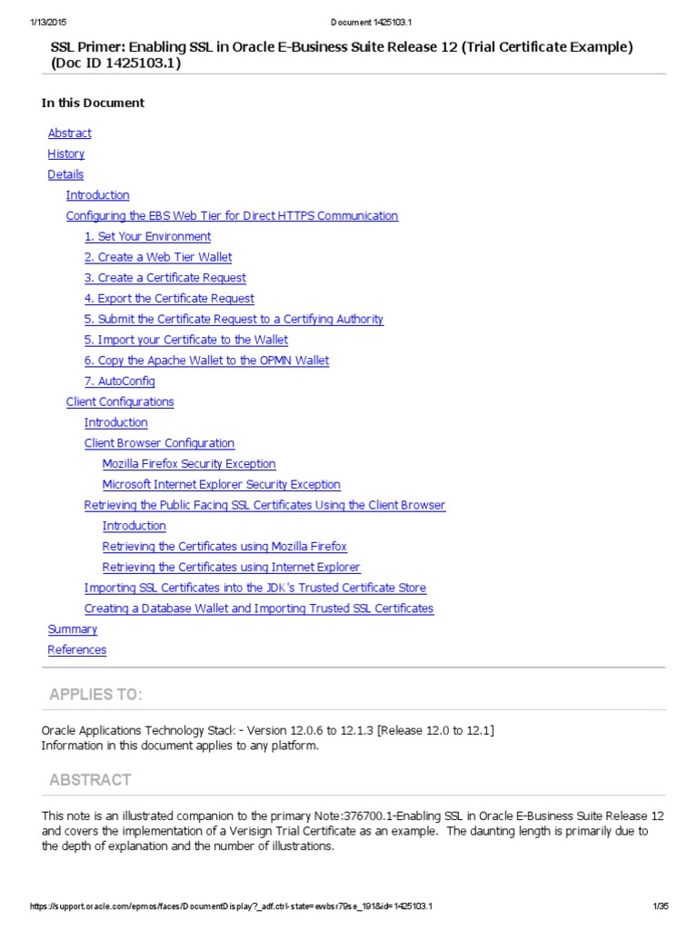 Enabling SSL in Oracle E-Business Suite Release 12 | PDF | Transport Layer Security | Public Key ...