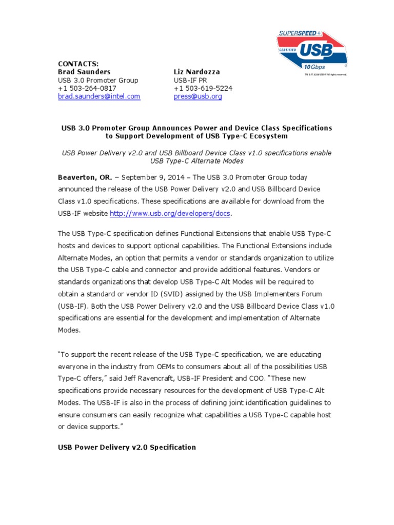 USB 3 0 Promoter Group PD v2 0 Billboard Device Class Tech Bulletin ...