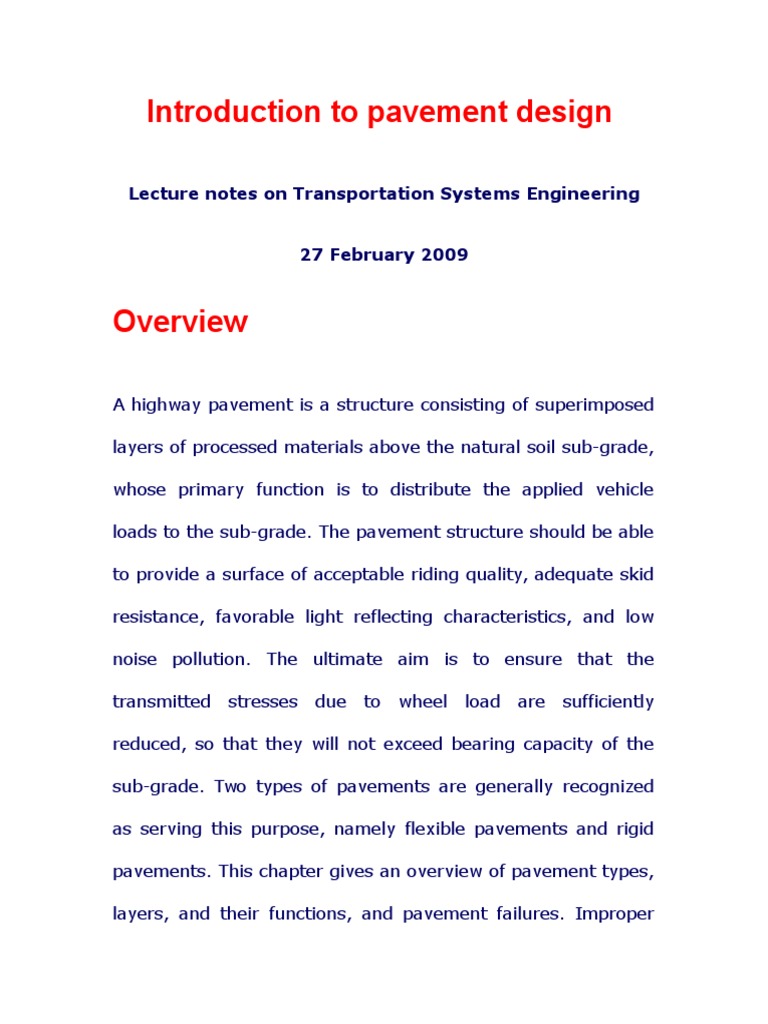 Introduction To Pavement Design | PDF | Road Surface | Deformation ...