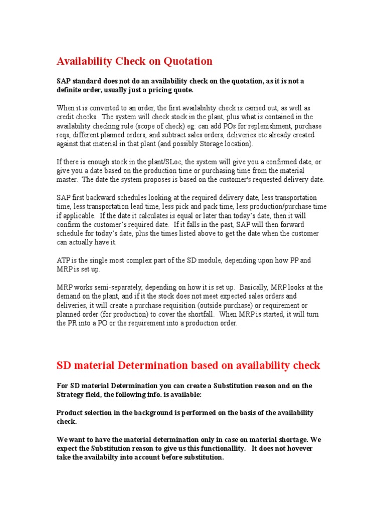Availability Check | PDF | Invoice | Subroutine