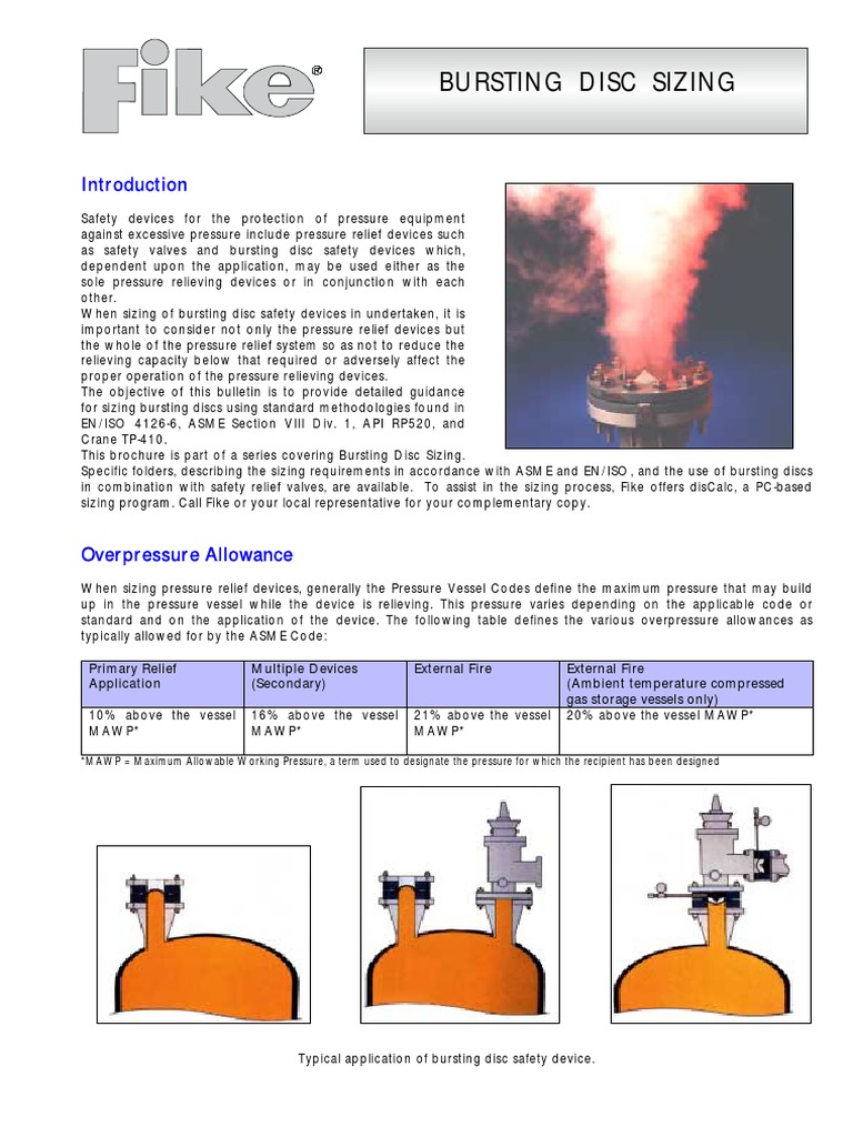 Bursting Disc Sizing | Fluid Dynamics | Pipe (Fluid Conveyance)