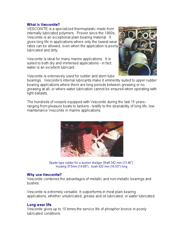 What Is Vesconite | PDF | Bearing (Mechanical) | Wear