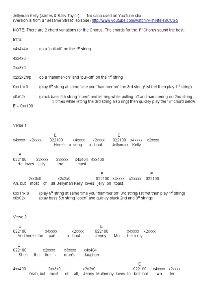 Jellyman Kelly - James Taylor chords | String Instruments | Musical ...