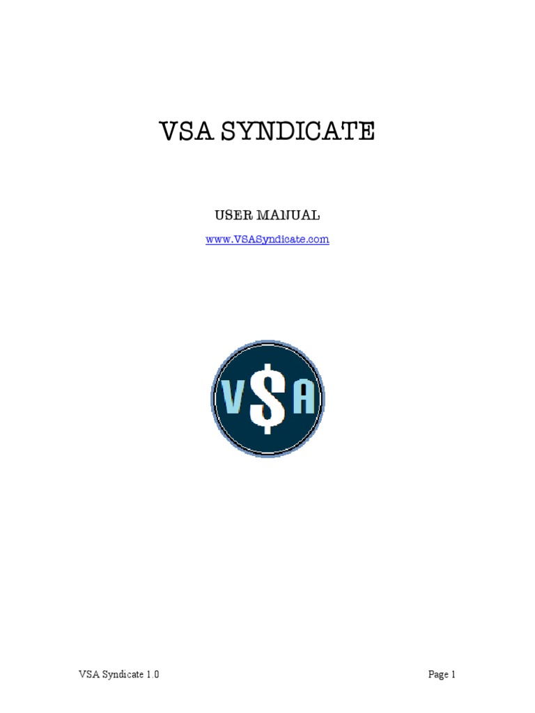 VSA Syndicate 1.0 UserManual | PDF | Digital Technology | System Software