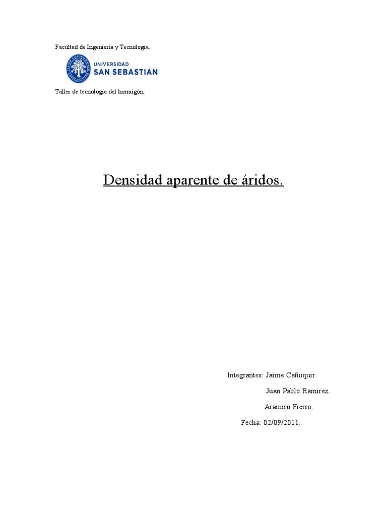 1-Densidad Aparente | Densidad | Volumen
