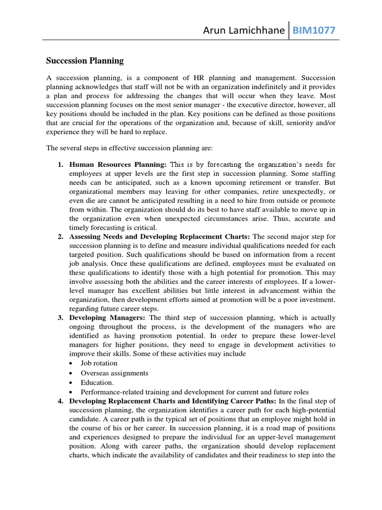 Arun Lamichhane: Succession Planning | PDF | Succession Planning ...