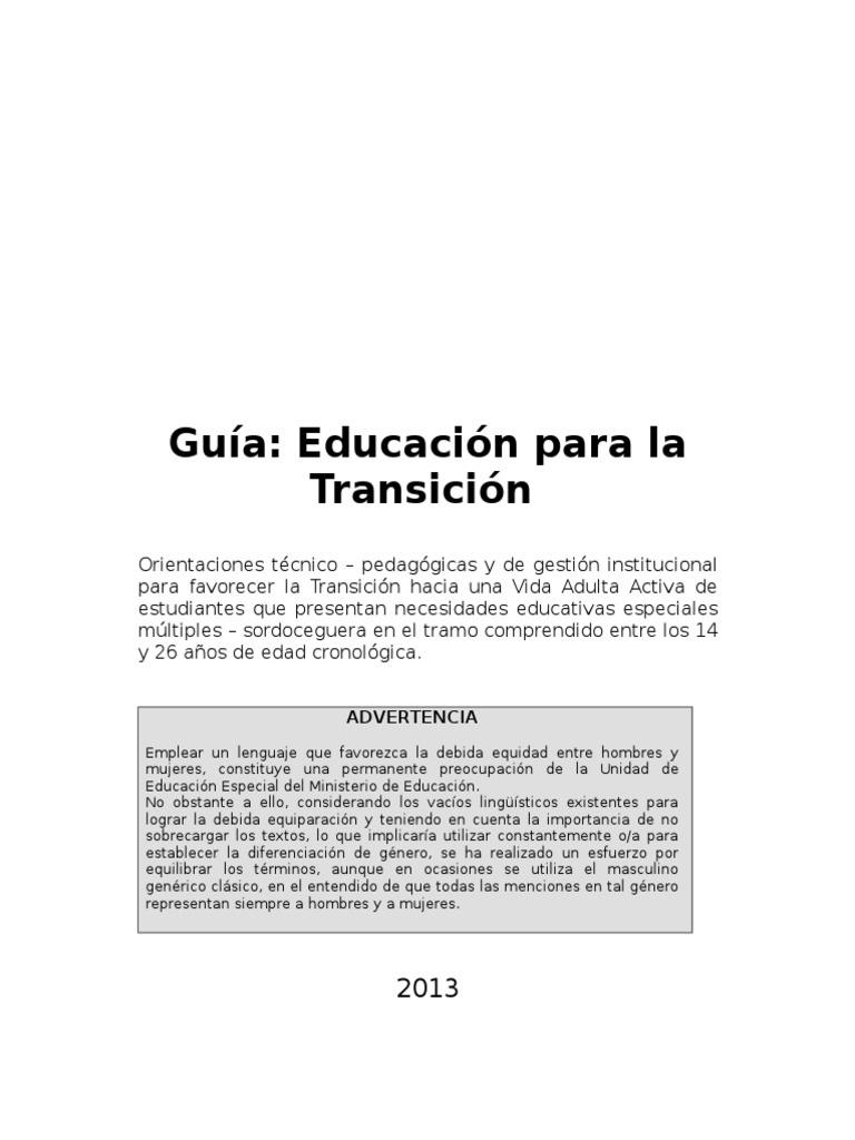 Guia Para La Transicion Cap 1 Y 2 Pdf Invalidez Aprendizaje