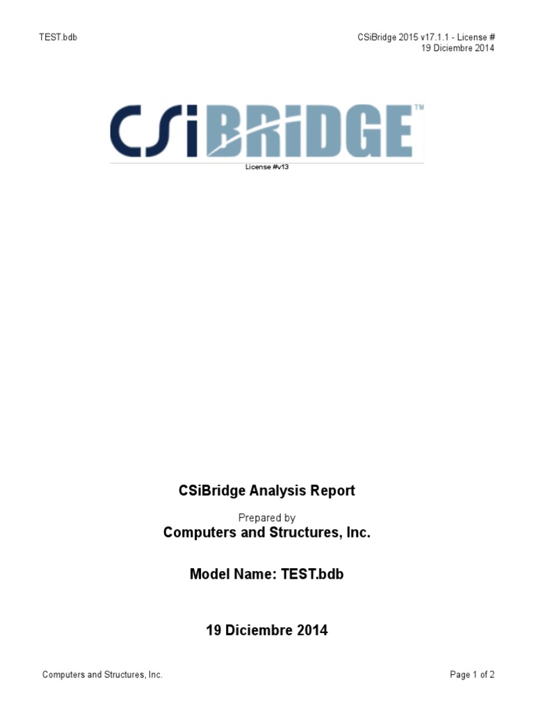 CSiBridge 2015 License Report | PDF