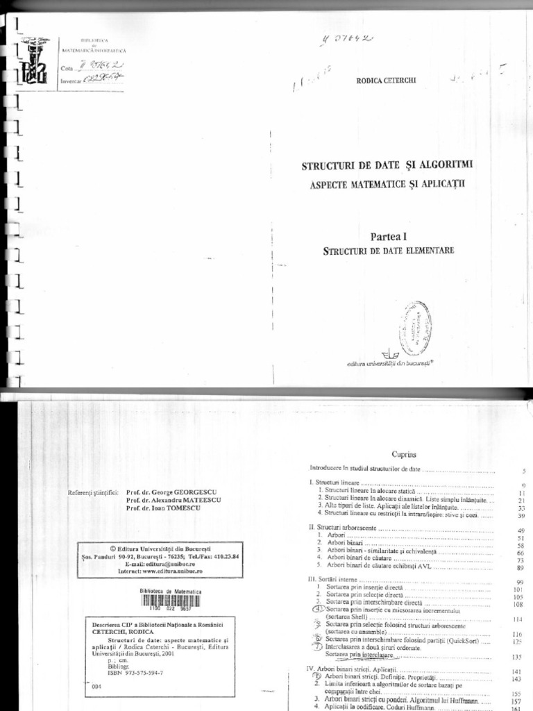 Structuri de Date Si Algoritmi Rodica Ceterchi | PDF