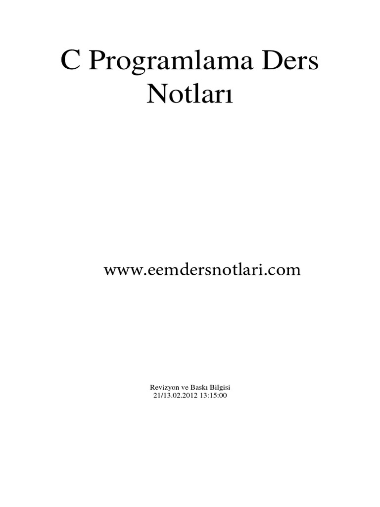 C Programlama - Eemdersnotlari - Com Ders Notları 2 | PDF
