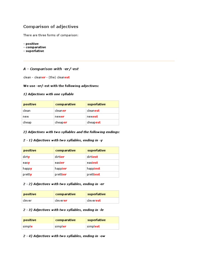 Adjective Comparison Guide | PDF | Adjective | Linguistic Typology