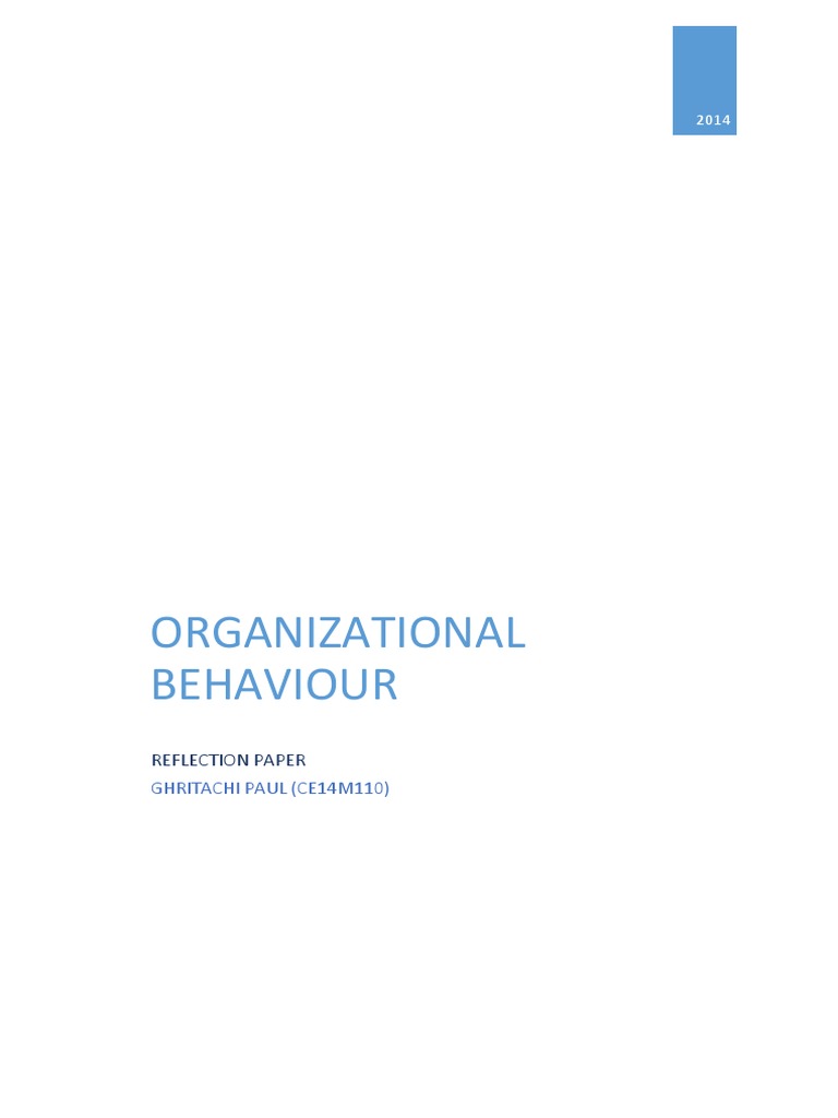 OB Reflection Paper | PDF | Motivation | Motivational