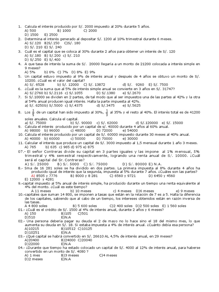 Interés Simple | PDF | Dinero | Economias