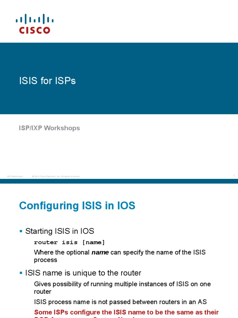 5 - IsIS For ISPs (Cisco Training) | PDF | Router (Computing) | I Pv6