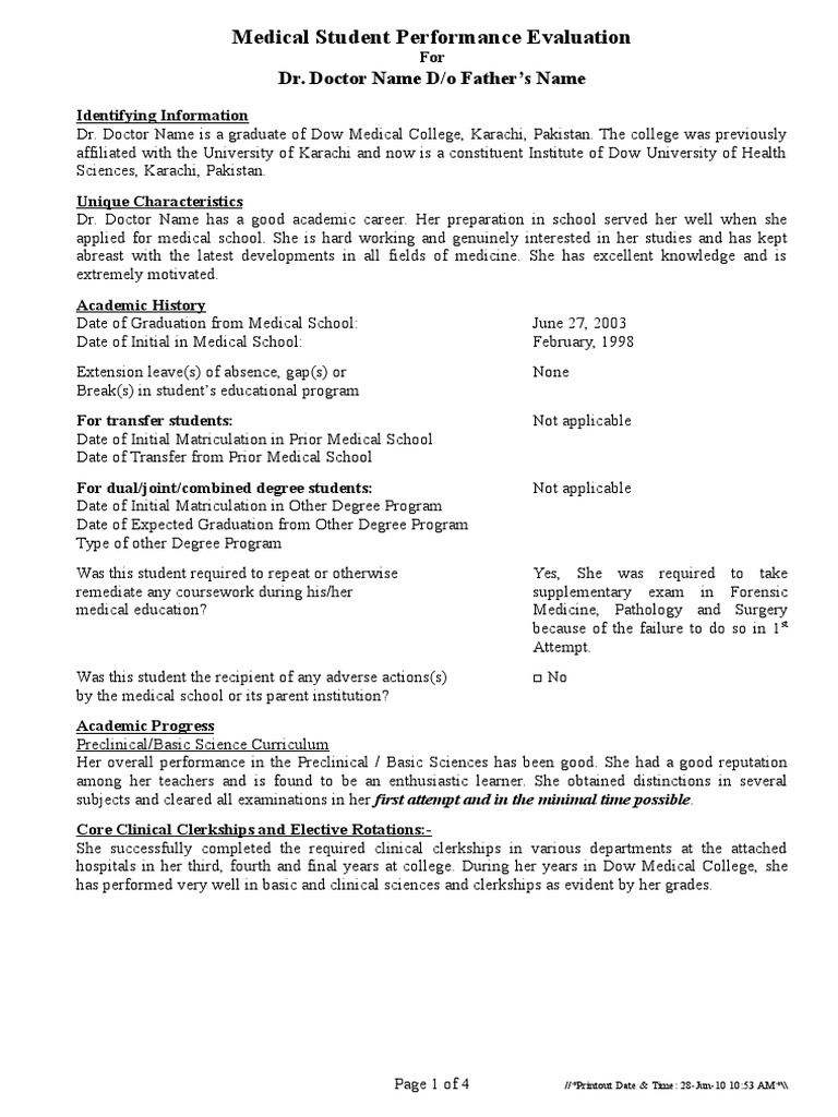 Mspe Word | PDF | Medical School | United States Medical Licensing ...