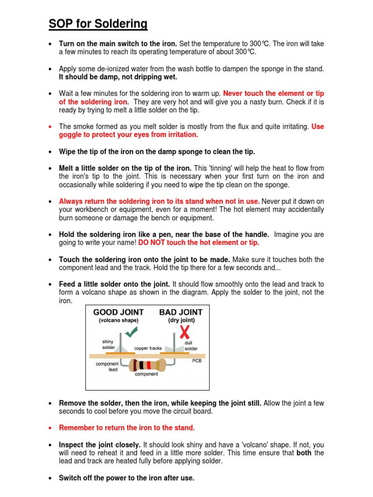Soldering Safety and Procedure SOP | PDF