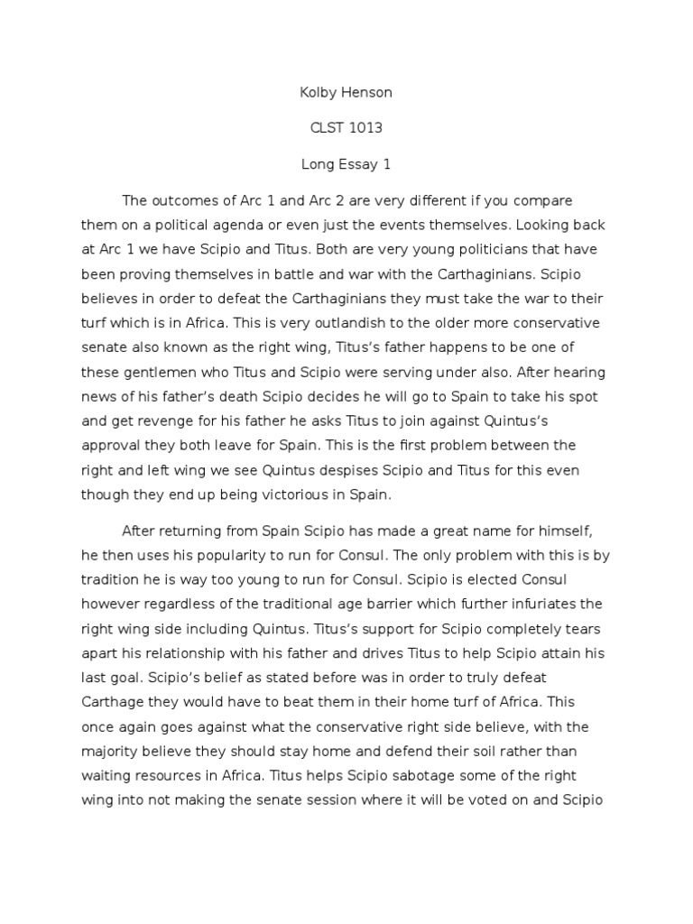 Long Essay on Ancient ROme | Scipio Africanus | Roman Republic