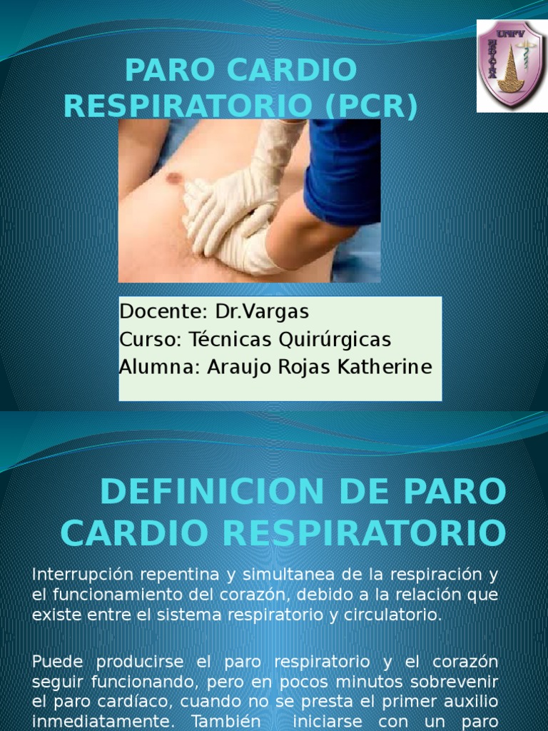 Paro Cardiorespiratorio | PDF | Paro cardíaco | Reanimación cardiopulmonar