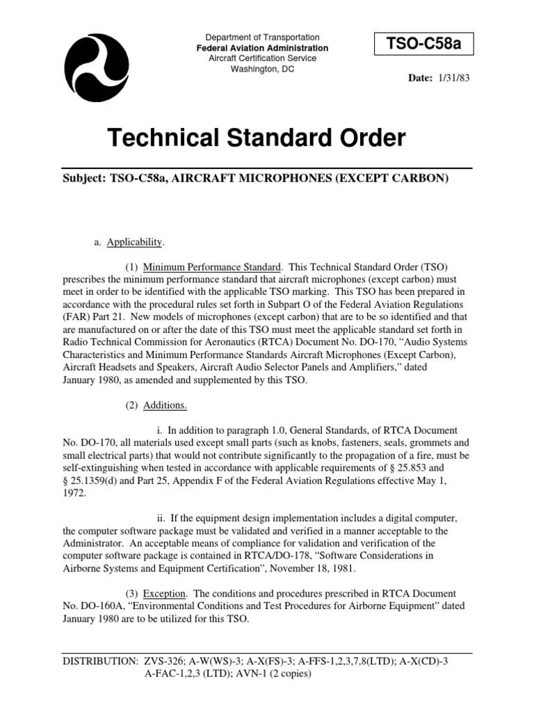 TSO C58a | PDF | Aerospace | Computing And Information Technology