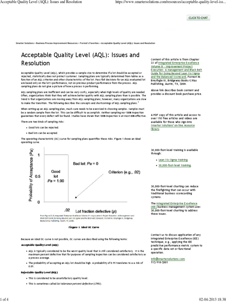 Acceptable Quality Level (AQL)_ Issues and Resolution | Confidence ...