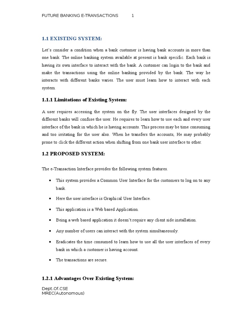 Future Banking Solution With e - Transcations | PDF