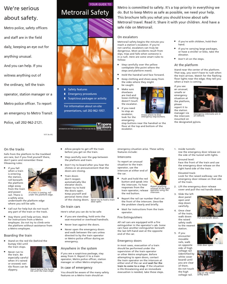 Metrorail Safety English | PDF | Washington Metro | Train