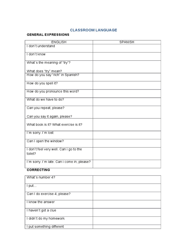 Essential ESL Classroom Language Guide | PDF | English Language | Semiotics
