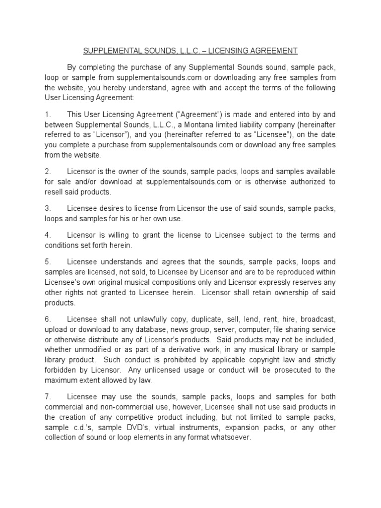 Licensing Agreement | PDF | License | Copyright Infringement